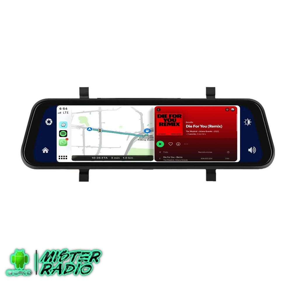 Retrovisor CarPlay táctil con cámara DVR – Mister Radio GPS